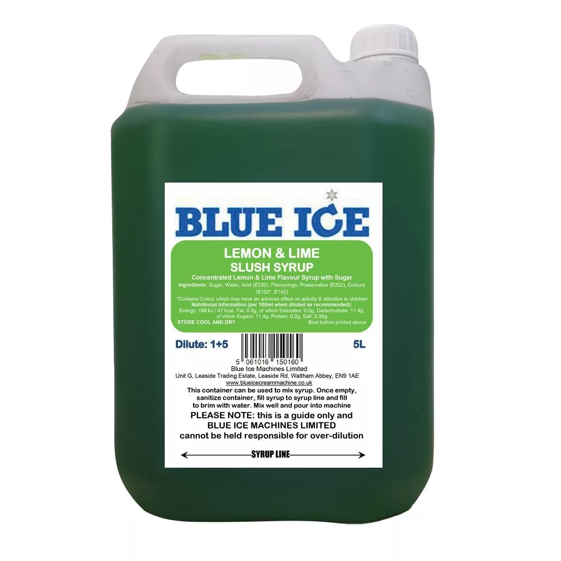 Blue Ice Slush Mix Lemon & Lime Flavour 5Ltr - islandcatering